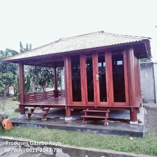 Jual Gazebo Kayu Rumah Kaca Minimalis Custom 3x5 Meter, Saung Gasebo ...