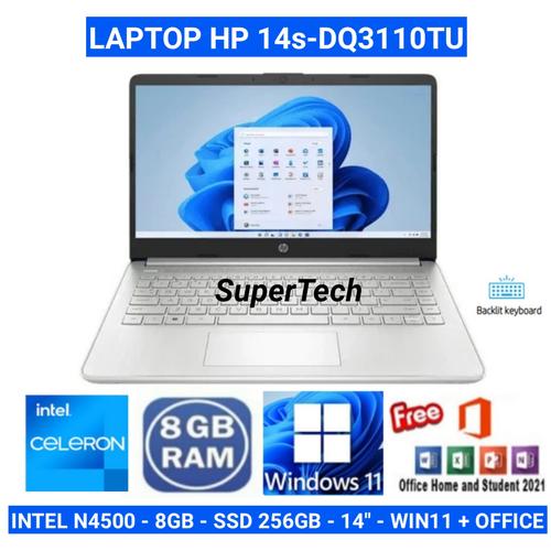 Jual HP 14s-DQ3110TU Intel N4500|RAM 8GB|256GB SSD|14"|WINDOWS+OFFICE ...