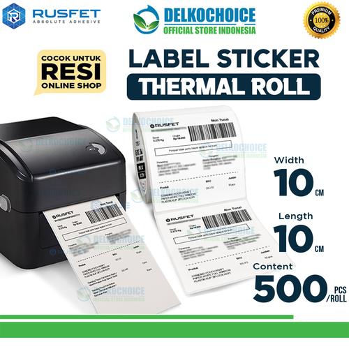 Jual Label Thermal Sticker Paper Roll Barcode Resi Online Shop RUSFET ...