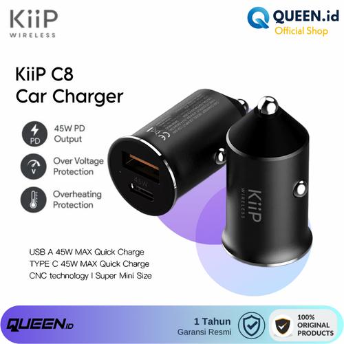 Jual KiiP C8 Car Charger Mobil 45W Dual Port USB + TYPE C Fast Charging ...