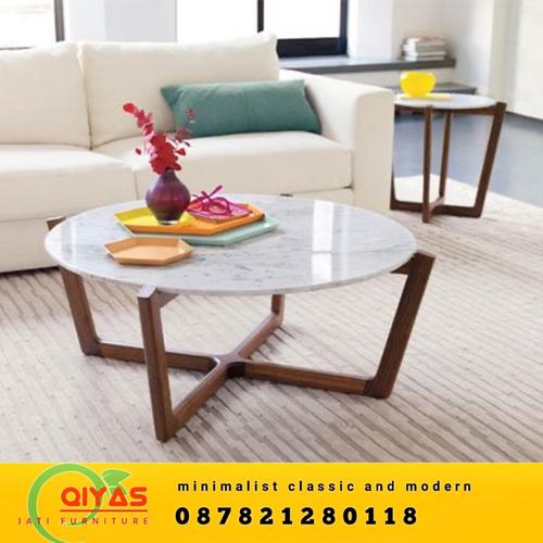 Jual Meja tamu marmer asli bulat 80cm coffee table aesthetic - mamer ...
