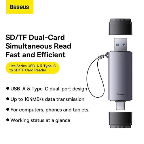 Jual Baseus Card Reader USB 3.0 Type-C To SD TF High Speed 2IN1 OTG ...