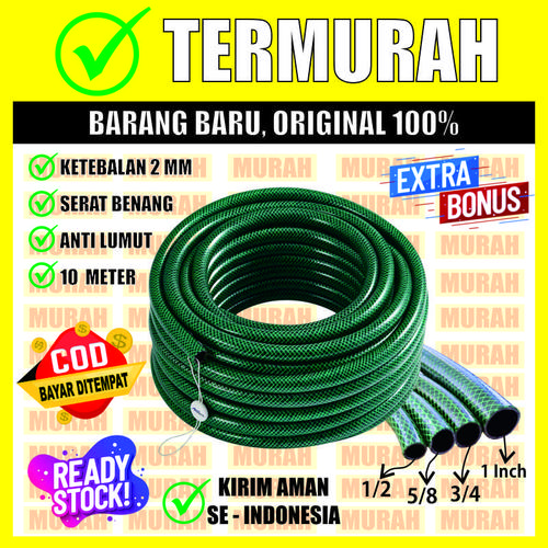 Jual SELANG AIR 10 METER SERAT BENANG HIJAU ANTI LUMUT 1/2 5/8 3/4 INCH ...