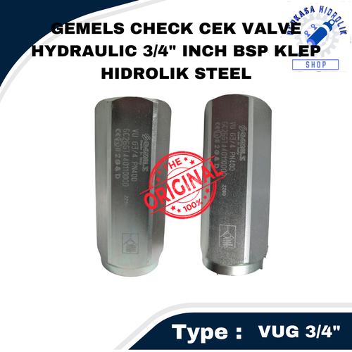 Jual GEMELS CHECK CEK VALVE HYDRAULIC 3/4" INCH BSP KLEP HIDROLIK STEEL ...