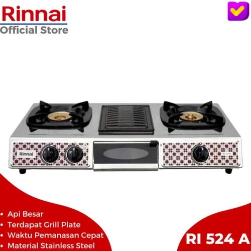 Jual RINNAI : 524A KOMPOR GAS 2 TUNGKU + GRILL PAN API BESAR RI 524 A ...