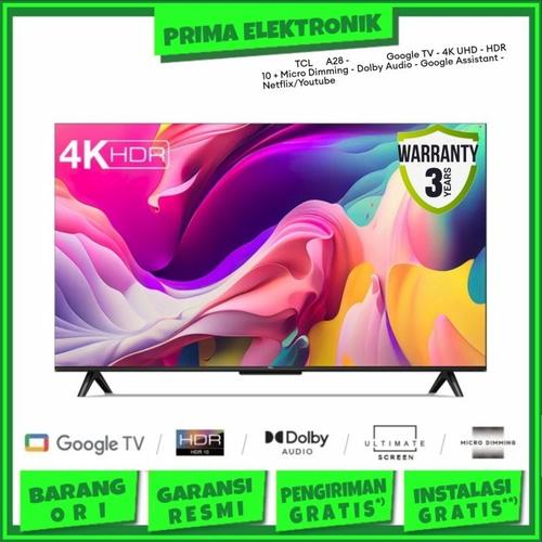 Jual TCL Led TV UHD 4K HDR10 Smart Android Google TV 65 Inch A28 TCL 65A28 - Kota Tangerang ...