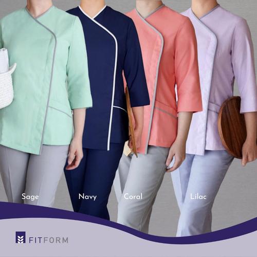 Jual Seragam Suster / Perawat / Baby Sitter - Side Wrap Lengan Panjang ...