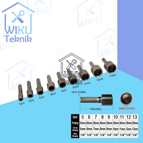Jual WiKu Adaptor Mata Bor Socket Sok Satuan / Set Baut Roofing 6 8 10 ...