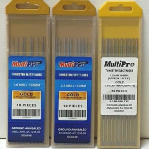 Jual Kawat Las TIG MULTIPRO Type GOLD / Tungsten Electrodes /Pak Isi 10 ...