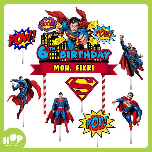 Jual Topper Cake Superman + Custom Nama / Hiasan Kue Ulang Tahun ...