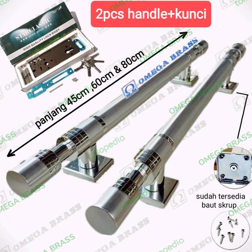 Jual handle pintu stainless 80cm model barbel+kunci/tarikan gagang ...