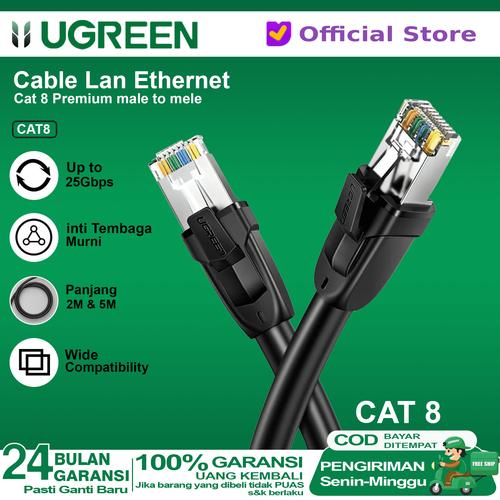 Promo UGREEN Kabel LAN Cat 8 RJ45 Ethernet Network 25Gbps Pure Cord 2M ...