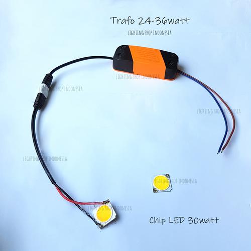 Jual Lampu mata led chip cob 30watt trafo driver 72-128V DC 300mA 24 ...