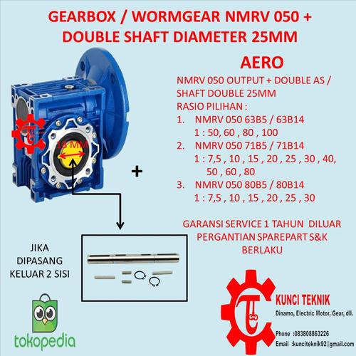 Jual worm gear/gearbox/reducer NMRV 050 ratio 50 - 100 + DOUBLE SHAFT ...