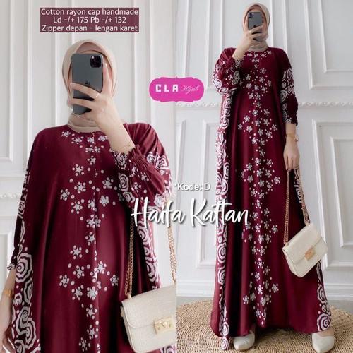 Jual longdress daster lengan 3/4 jumbo ld 130 model kaftan kain rayon ...