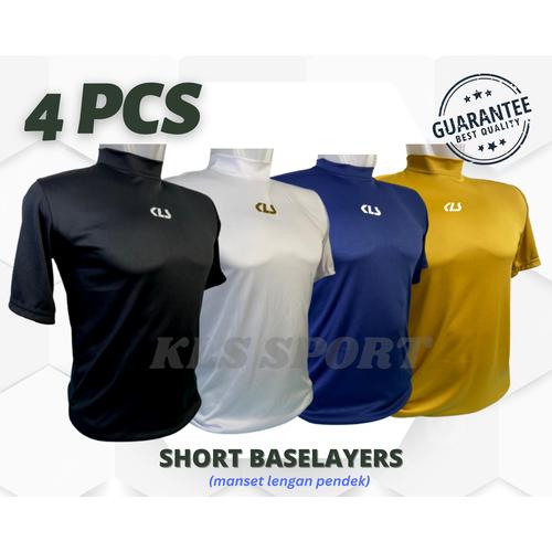 Jual 4 pcs Manset Lengan Pendek Baselayer KLS Baju Olahraga Gym Pria Wanita - HMPB-KLS, XL ...