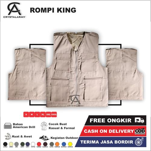 Jual rompi king/rompi proyek/rompi outdor/rompi lapangan - Abu-abu, XL ...