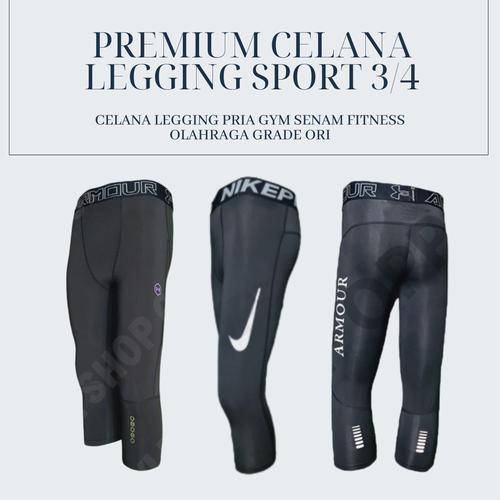 Jual Premium Celana Legging Sport 3/4 Cowok Pria Gym Senam Fitness ...