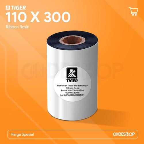 Jual Tiger Ribbon Full Resin 110 mm x 300 m Face Out Printer Barcode ...