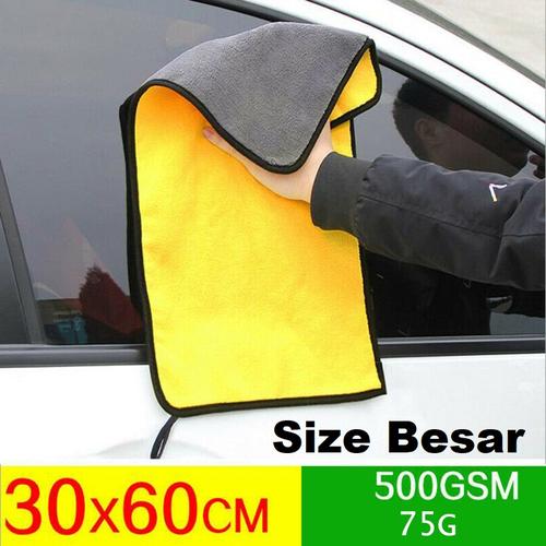 Jual Kain Lap Microfiber 2 sisi Kuning Abu2 Besar 30x60 30 x 60 Wash ...