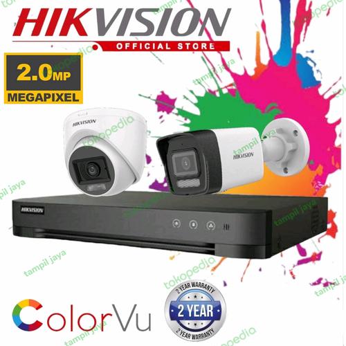 Jual PAKET CCTV HIKVISION 4 CHANNEL 2 CCTV 2MP COLORVU RESMI ORIGINAL ...