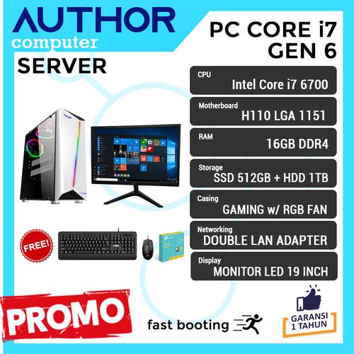 Jual Paket PC Rakitan SERVER Core i7 6700 SSD 512GB + HDD 1TB Monitor ...