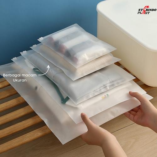 Promo Zipper Bag Frosted Ziplock Pouch Mika Plastik Baju Travel Besar