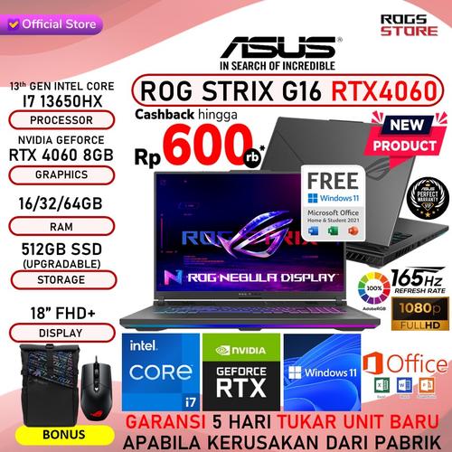 Promo ASUS ROG STRIX G18 G814JV RTX4060 CORE I7 13650HX 32GB/512GB ...