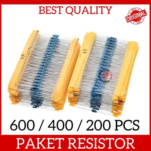 Jual Paket Resistor 1/4 / 1/2 Watt 600 / 400 / 200 Pcs Banyak Nilai Ohm ...