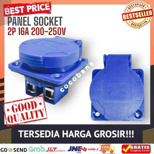 Promo Industrial Socket Panel Mounting 2P 16A 312 Waterproof - Kab ...
