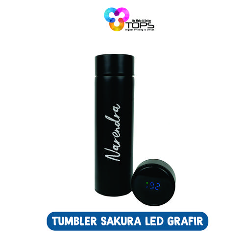Jual TUMBLER SAKURA LED 500ml GRAFIR CUSTOM NAMA - Hitam, Grafir 1 Sisi ...