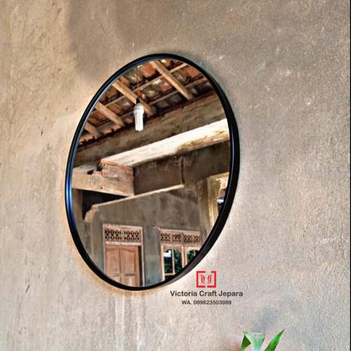 Jual cermin bulat 50cm hitam / cermin kamar mandi bahan plywood ...