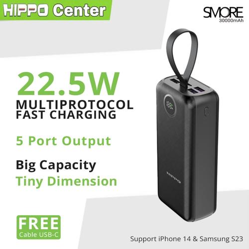 Jual Hippo PowerBank SMORE 30000mAh PD 22.5W Fast Charging 5 Port Out ...
