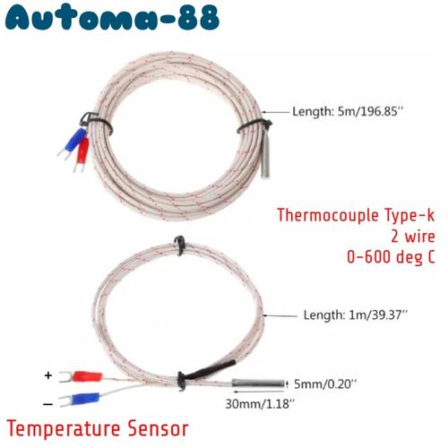 Jual Temperature sensor Thermocouple K-Type 5 X 30 mm 2 kabel 1m 2m 5m ...