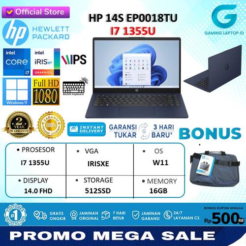 Promo HP Laptop 14-ep0018TU ep0019TU i7-1355U 16GB 512GB 14.FHD W11 OHS ...