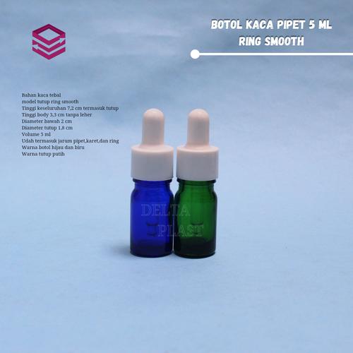 Jual Botol pipet 5ml hijau & biru ring putih smooth / botol serum 5ml ...