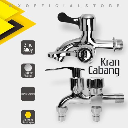 Jual Kran Keran Air Shower Cabang 2 Double Kamar Mandi Mesin Cuci 1/2" - Cabang 2 Lurus, Standar ...