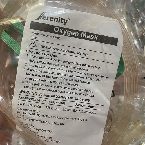 Jual Serenity Oxygen Mask Dewasa Masker Oksigen Dewasa Exp April 2026 ...