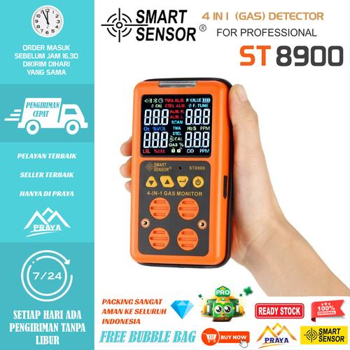 Jual H2S O2 CO LEL Gas Monitor Smart Sensor ST8900 4 in 1 Detector Udara - Kab. Semarang - Praya ...