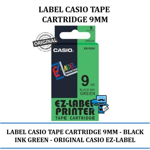 Jual Label Casio Tape Cartridge 9mm Black Ink Green - Original Produk ...