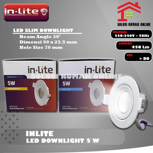 Jual Lampu Slim Downlight LED Inlite INDC236 5 W/ Spot Light 5 Watt ...