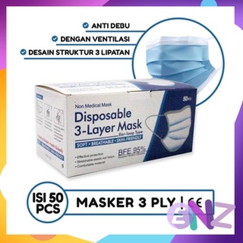 Jual Masker Earloop 3ply Hitam disposable Kartonan / Masker Hitam isi ...
