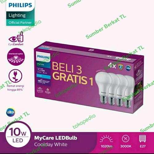 Jual Multipack Philips 10 Watt Beli 3 Gratis 1 10W 10 W 10Watt Original ...