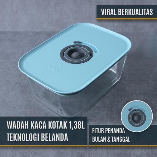 Jual Wadah Kaca Microwave M Kotak 1,38L - Glasslock Tutup Vacum Belanda ...