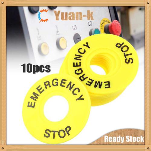 Jual Label Emergency Stop Name Plate Emergency Stop 10pcs 60 mm 22 mm ...