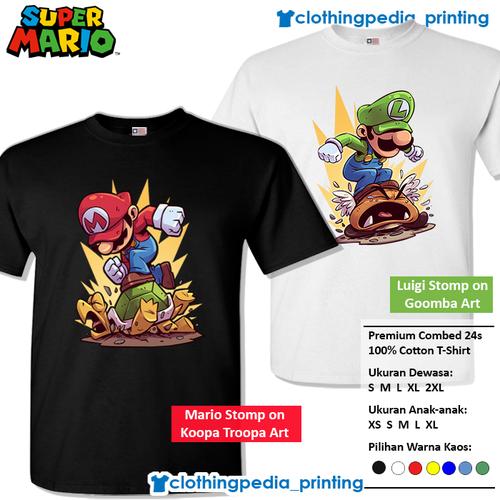 Jual Kaos Mario Luigi Stomp on Koopa Goomba Super Mario Bros Art T ...