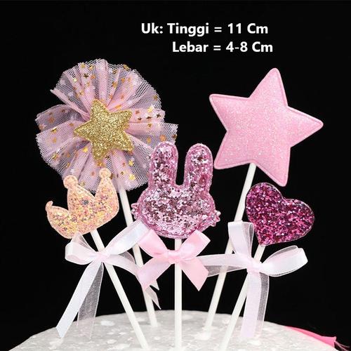 Jual CBL01 Topper Kue CupCake Mahkota Hati Bintang Dekorasi Ulang Tahun ...
