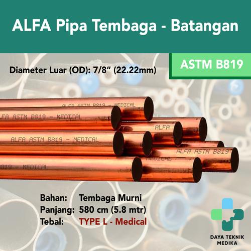 Jual ALFA Pipa Tembaga 7/8" 22.22mm - ASTM B819 - Batangan - Jakarta ...