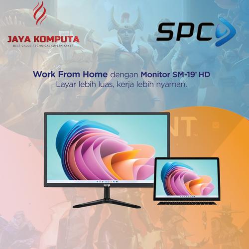 Promo Monitor LED SPC SM-19 19" HD HDMI VGA Input SPC Garansi Resmi - TANPA KAYU Cicil 0% 3x ...