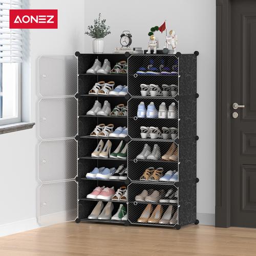Promo Aonez Rak Sepatu Plastik 2 Baris 8 Slots, Lemari Sepatu Kombinasi ...